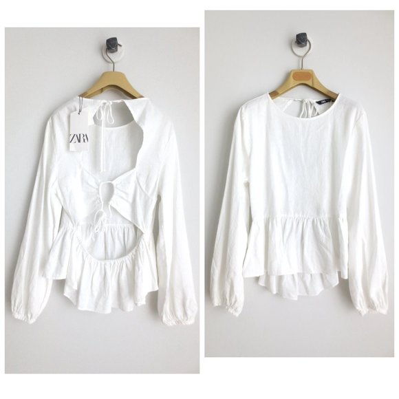 Zara | Tops | Nwt Zara Linen Blend Peplum Top Blouse 82379 Szm | Poshmark